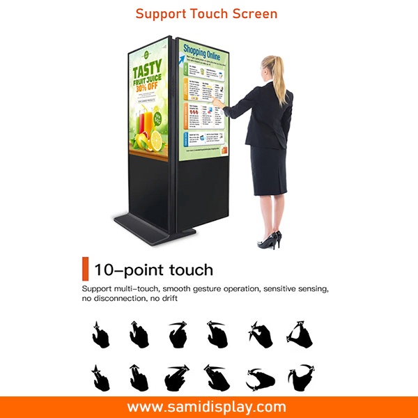 digital signage display 43 inch floor stand dual screen kiosk