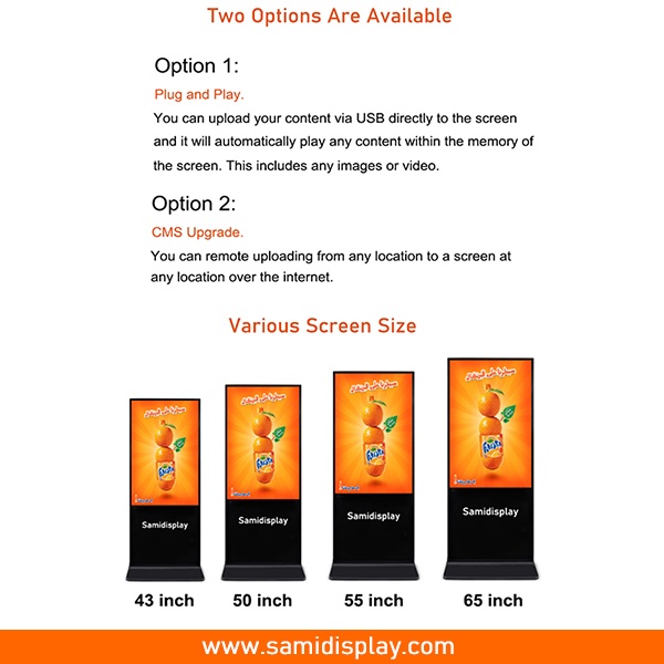digital signage display 43 inch floor stand dual screen kiosk